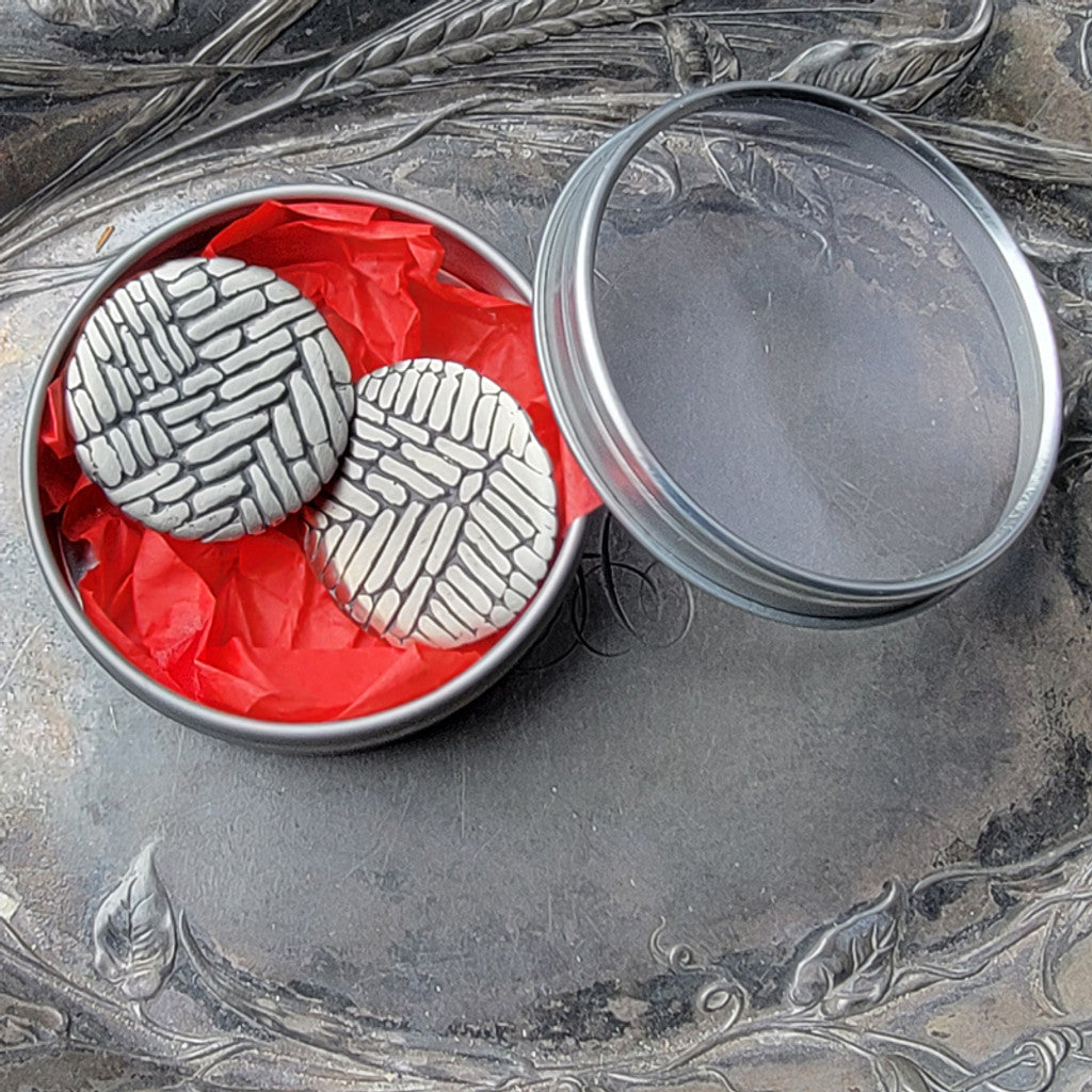 Timbrel Vault Satin Stud Buttons - Set of 2 in Tin – Mother of Purl ...